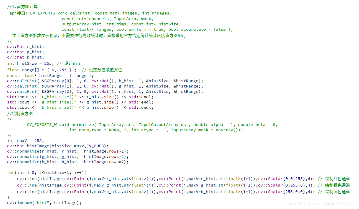 Opencv C Bgr三通道图像分离、直方图计算、直方图均衡opencv Gray2bgr C Csdn博客