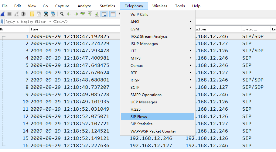 如何使用Wireshark查看SIP报文的流程图_wireshark解析sip报文-CSDN博客