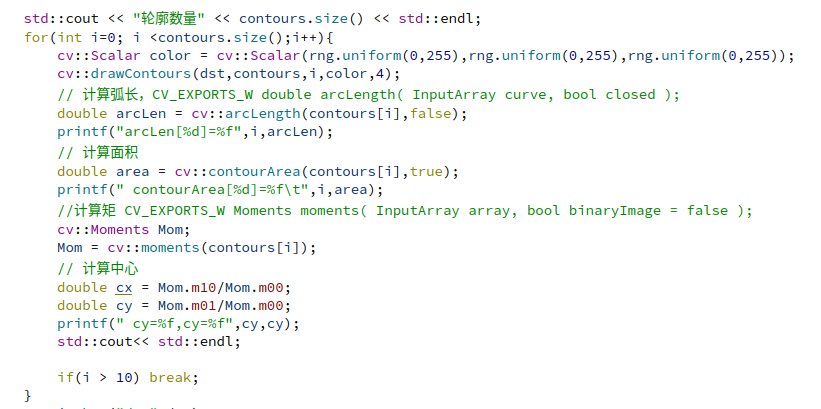 opencv, contour extraction, calculation of arc length, calculation of ...