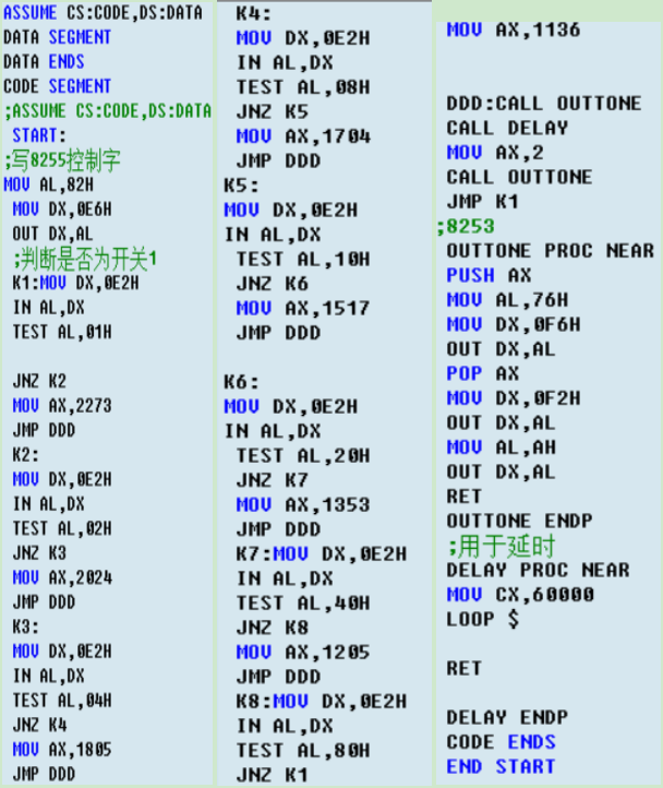通过8253，8255，8086实现电子琴功能，控制亮灯功能和8253方式0计数中断功能。_使用protues仿真8255和8086实现-CSDN博客