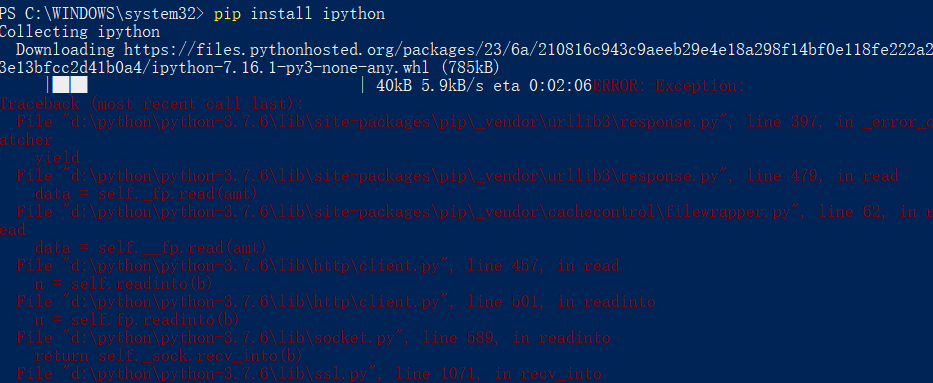 pip安装ipython大片红字报错解决办法_ipython安装出现红字-CSDN博客
