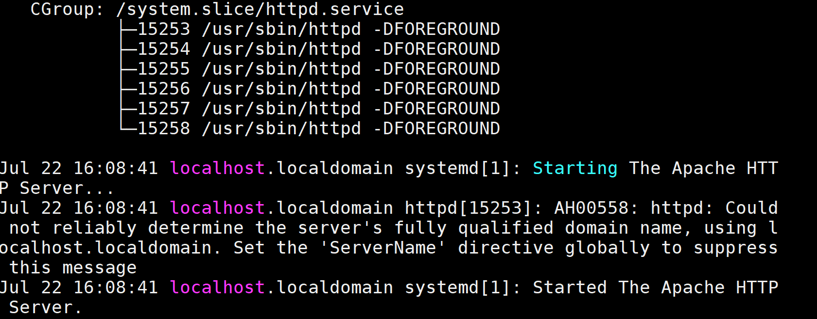 httpd: Could not reliably determine the server‘s fully qualified domain name, using localhost ...