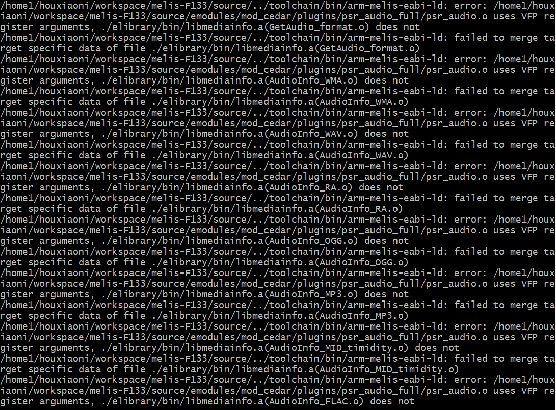 Melis交叉编译的库在链接时提示：xxx uses VFP register arguments xxx does not_use vfp register-CSDN博客