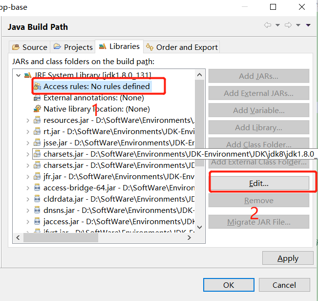 Eclipse/MyEclipse报错Access restriction: The type ‘BASE64Decoder‘ is not API_access restriction ...