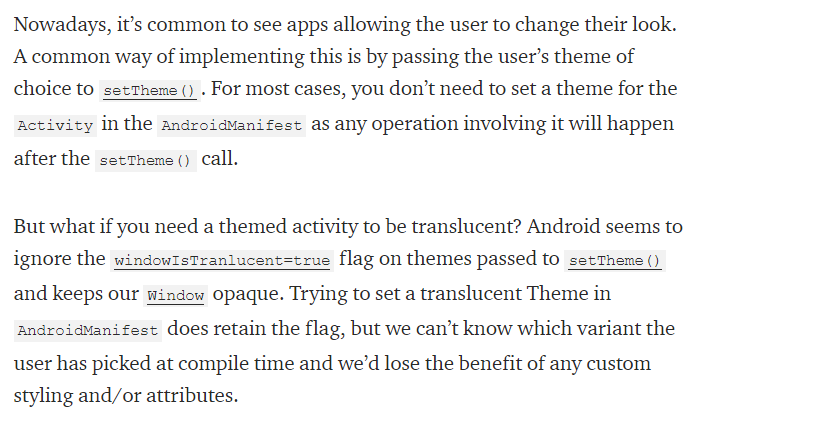 Android setTheme设置透明主题无效_settheme无效-CSDN博客