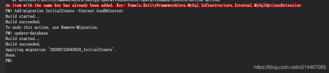Net Coremysql下使用ef Codefirstmysql An Item With The Same Key Has