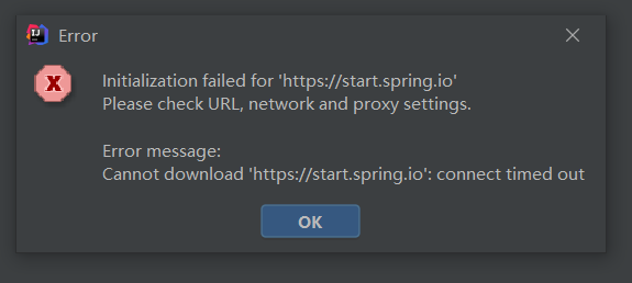 Spring Initializr创建项目，利用阿里云URL解决Initialization failed for https://start.spring.io Please check ...