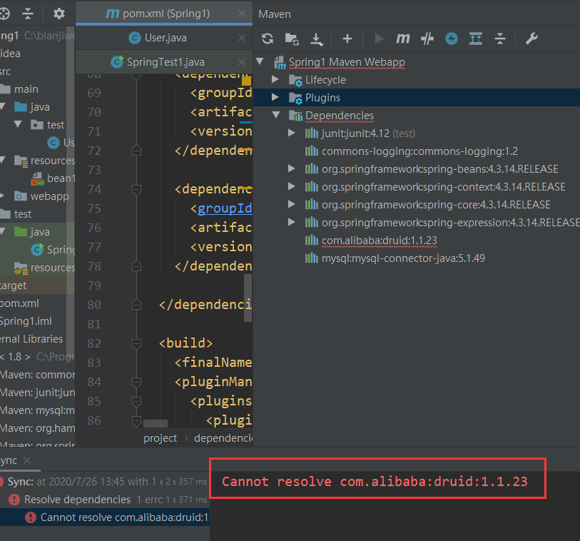 IDEA中Maven依赖报红 控制台报错Cannot resolve（com.alibaba:druid:1.1.23）【图文】_cannot resolve com.-CSDN博客