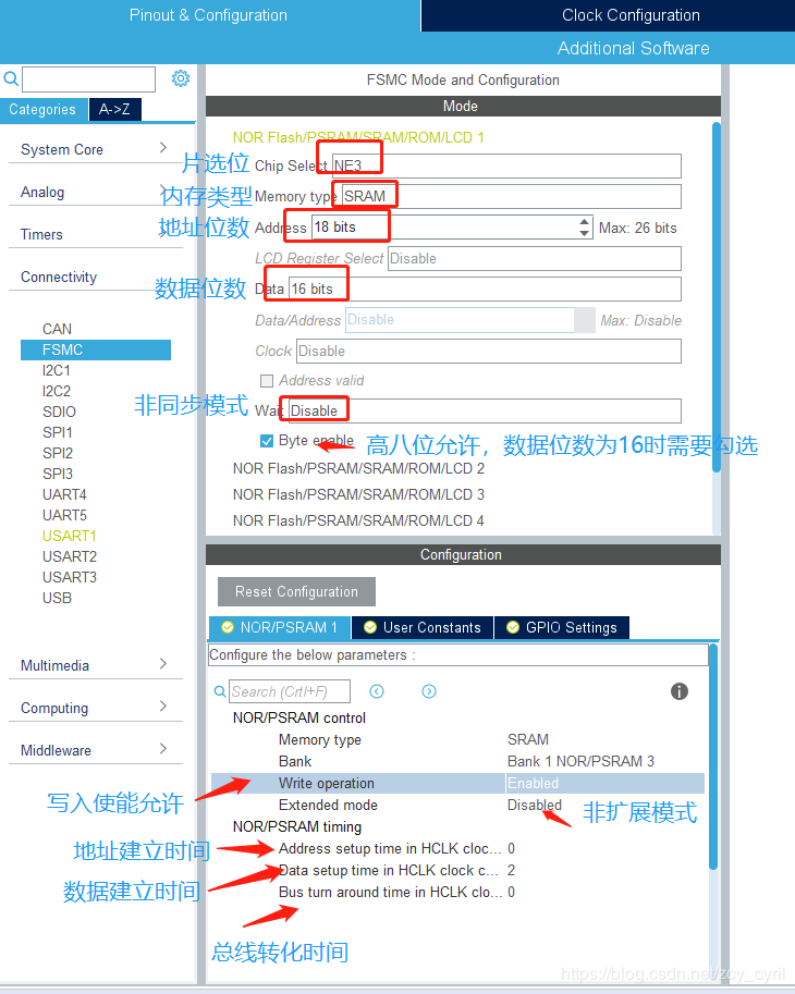 Stm32 Cube Mx Fsmc Hal 扩展外部sram 调试笔记43寸显示屏显示需要接sram吗 Csdn博客 