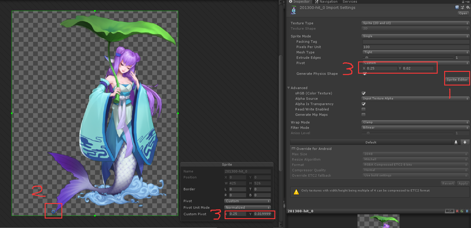 Unity Sequence Frame Part 2 When The Character Moves In The Art The Picture Specifications Are