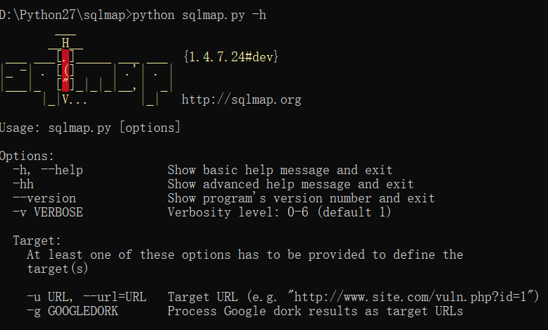 sqlmap安装（不用一定要python2，python3也行的）_sqlmap.py: error: missing a mandatory option (-d, -CSDN博客