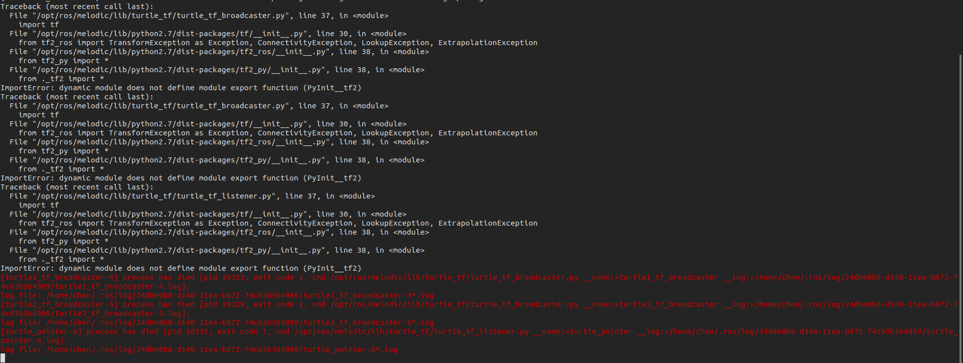 ROS tf使用报错：ImportError: dynamic module does not define module export function (PyInit_tf使用报错 ...