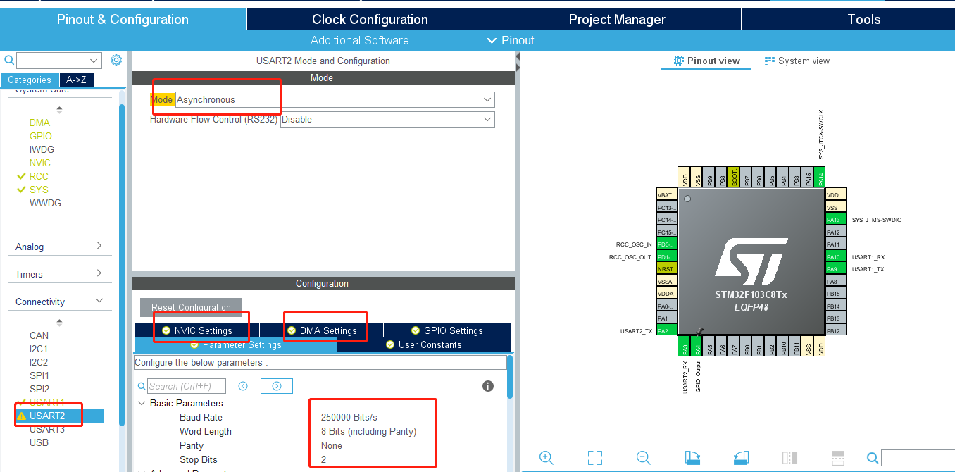 CubeMX STM32串口1DMA使用IDLE中断接收、串口2DMA接收DMX512信号（标准）_dmx512中断器-CSDN博客