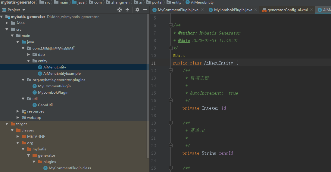 mybatis generator 搭配lombok ,逆向生成字段类注释_mybatis generator lombok-CSDN博客