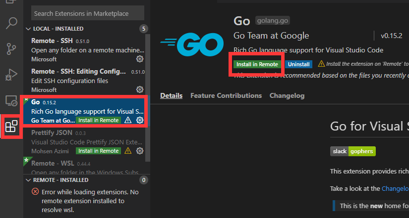 【go/vscode】远程环境搭建(离线版/gopls版) - 嘿咻&比丢 - 博客园