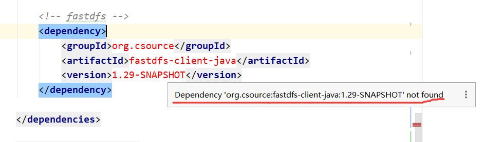 解决Dependency ‘org.csource:fastdfs-client-java:1.29-SNAPSHOT‘ not found（解决maven仓库中找不到依赖）的问题_org ...