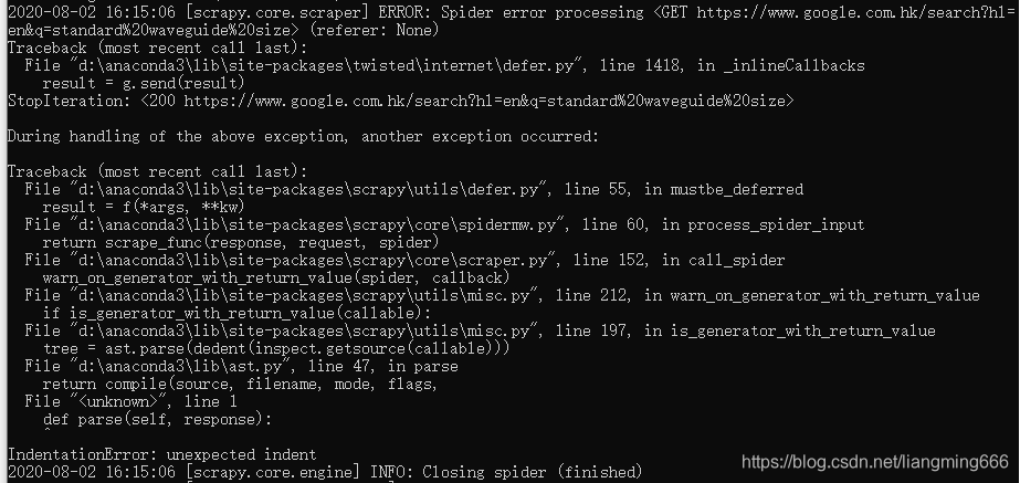 Scrapy出现indentationerror Unexpected Indent有关的两处错误的解决办法scrapy Idnaerror Csdn博客 5487
