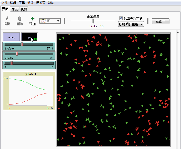 NetLogo学习笔记5 —— 物种与传染病模型_sir模型net logo-CSDN博客