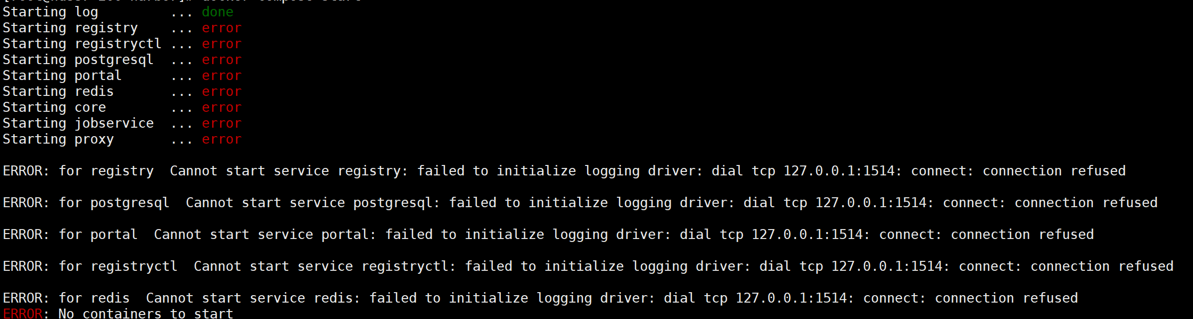 harbor报错dial tcp 127.0.0.1:1514: connect: connection refused处理_dial tcp 1514-CSDN博客