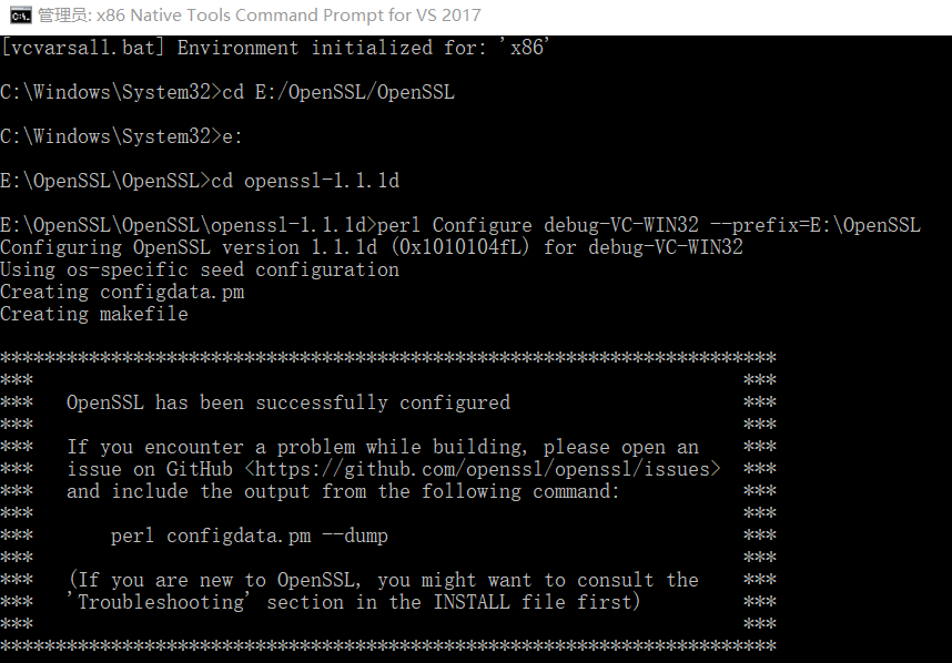 VS2017下编译openssl-1.1.1d.tar.zip_failure! build file wasn't produced. please read i-CSDN博客