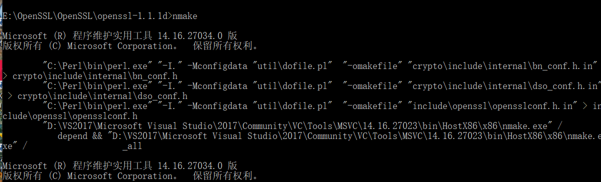 VS2017下编译openssl-1.1.1d.tar.zip_failure! build file wasn't produced. please read i-CSDN博客