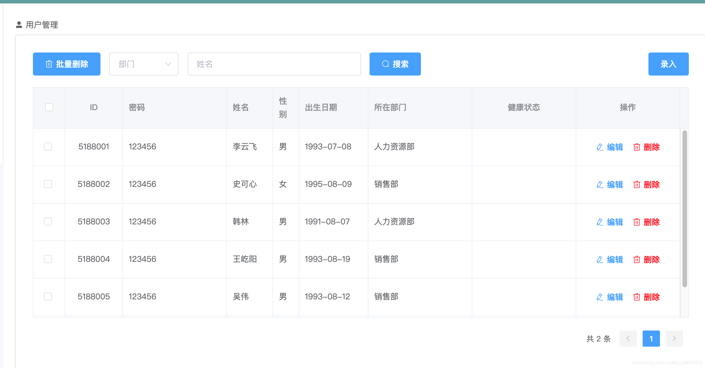 【vue学习 Element Ui】用户信息列表的实现vue 用户信息列表 Csdn博客