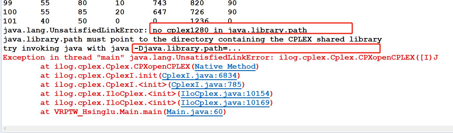 Java调用CPLEX报错：no cplex1280 in java.library.path或者try invoking java with java -Djava.library.path ...