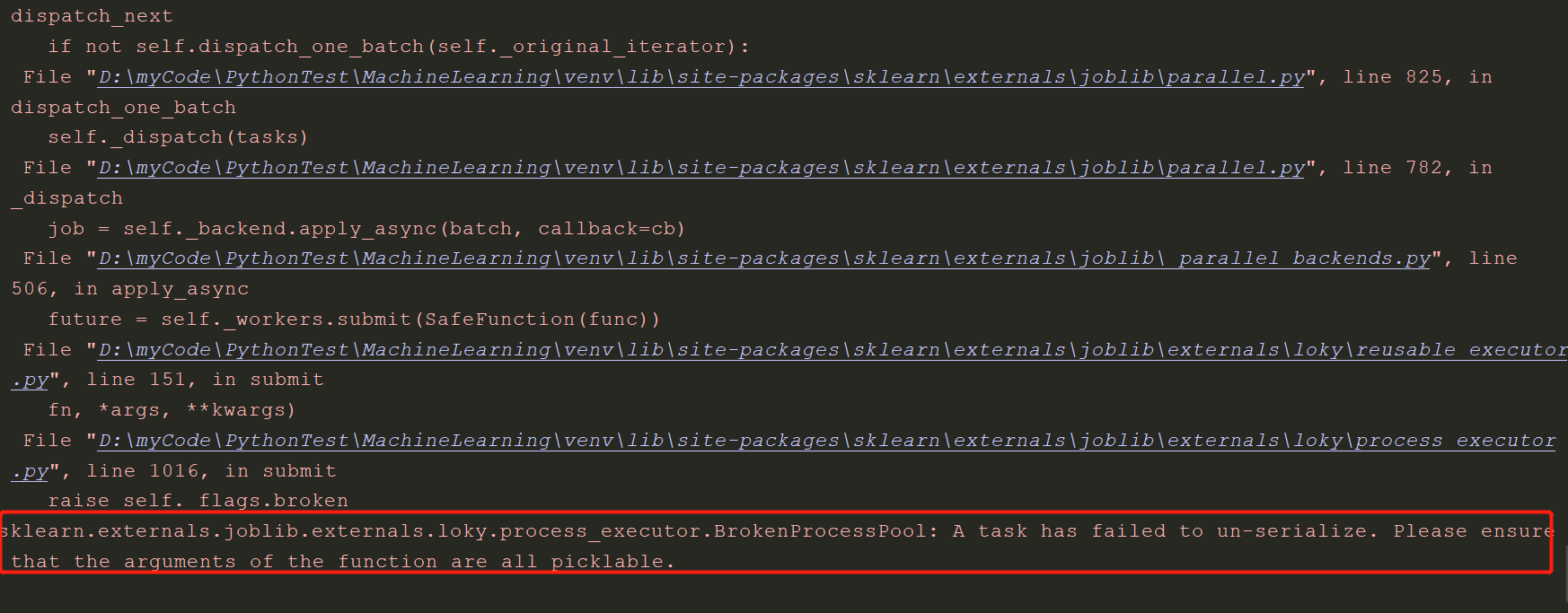 Sklearnexternalsjoblibexternalslokyprocessexecutorbrokenprocesspool A Task Has Failed To