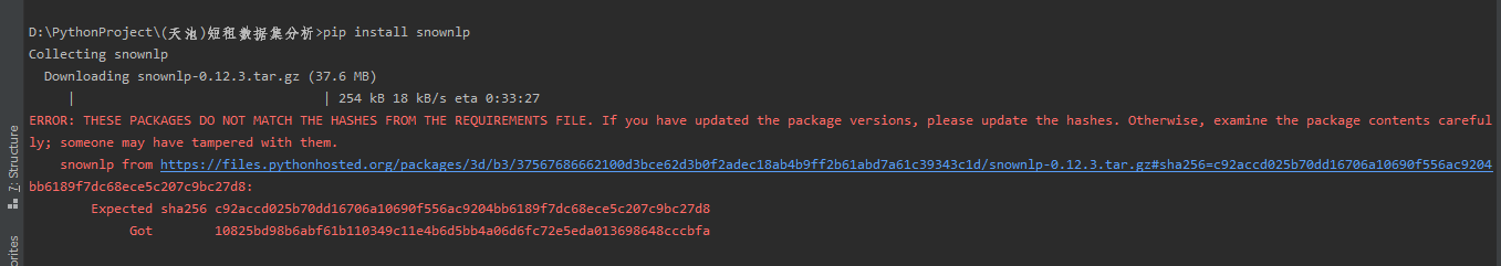 [Python] 解决PyCharm安装snownlp失败问题_collecting snownlp downloading snownlp-0.12.3.tar.-CSDN博客