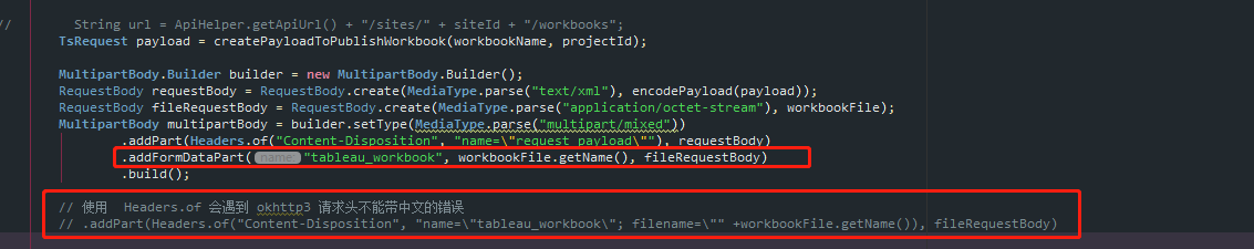 okhttp3 请求头不能带中文解决方案：Unexpected char 0x4e16 at 35 in Content-Disposition value: name=_unexpected ...
