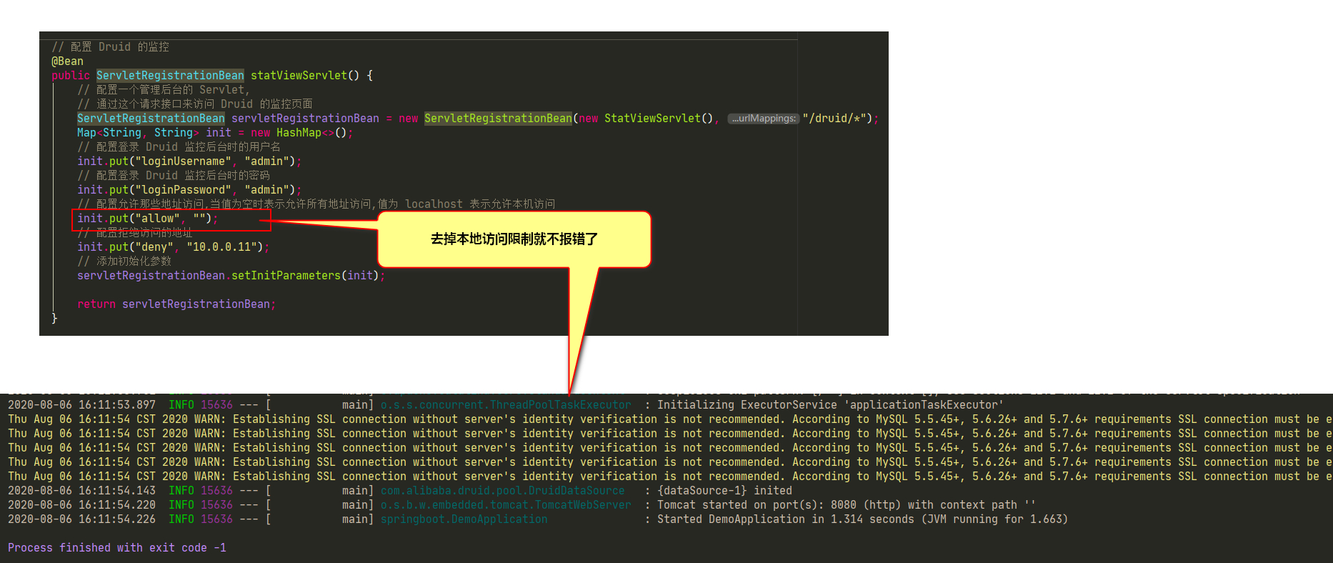 Druid 连接报错 : Invalid IP Address [localhost]_java.lang.illegalargumentexception: invalid ip add ...