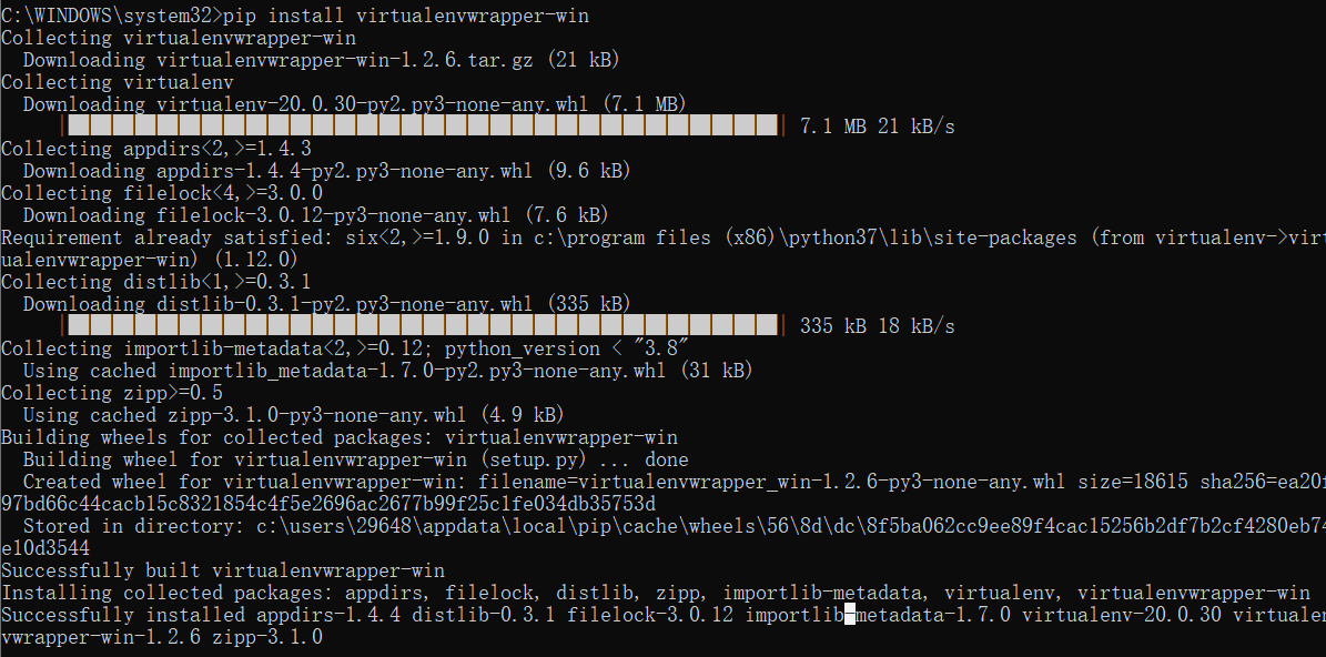 Win 10 安装virtualenvwrapper报错，ERROR: Exception: Traceback (most recent ...