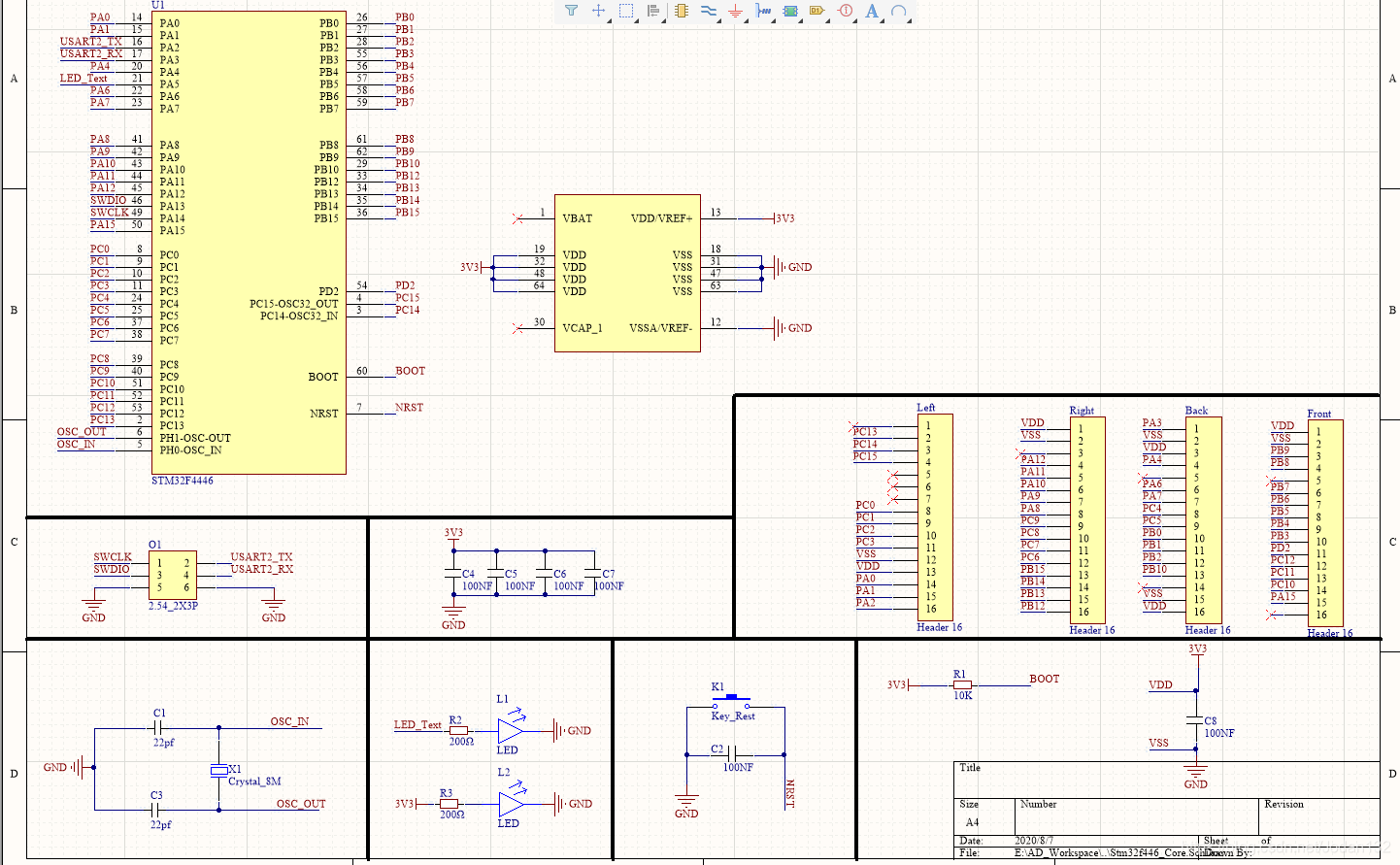 Stm32f446ret6最小系统原理图stm32f446re开发板原理图 Csdn博客