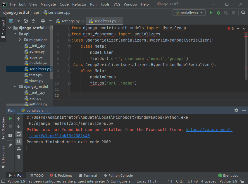 解决（win10）Pycharm中运行脚本提示“Python was not found but can be installed from the Microsoft Store:”的问题 ...