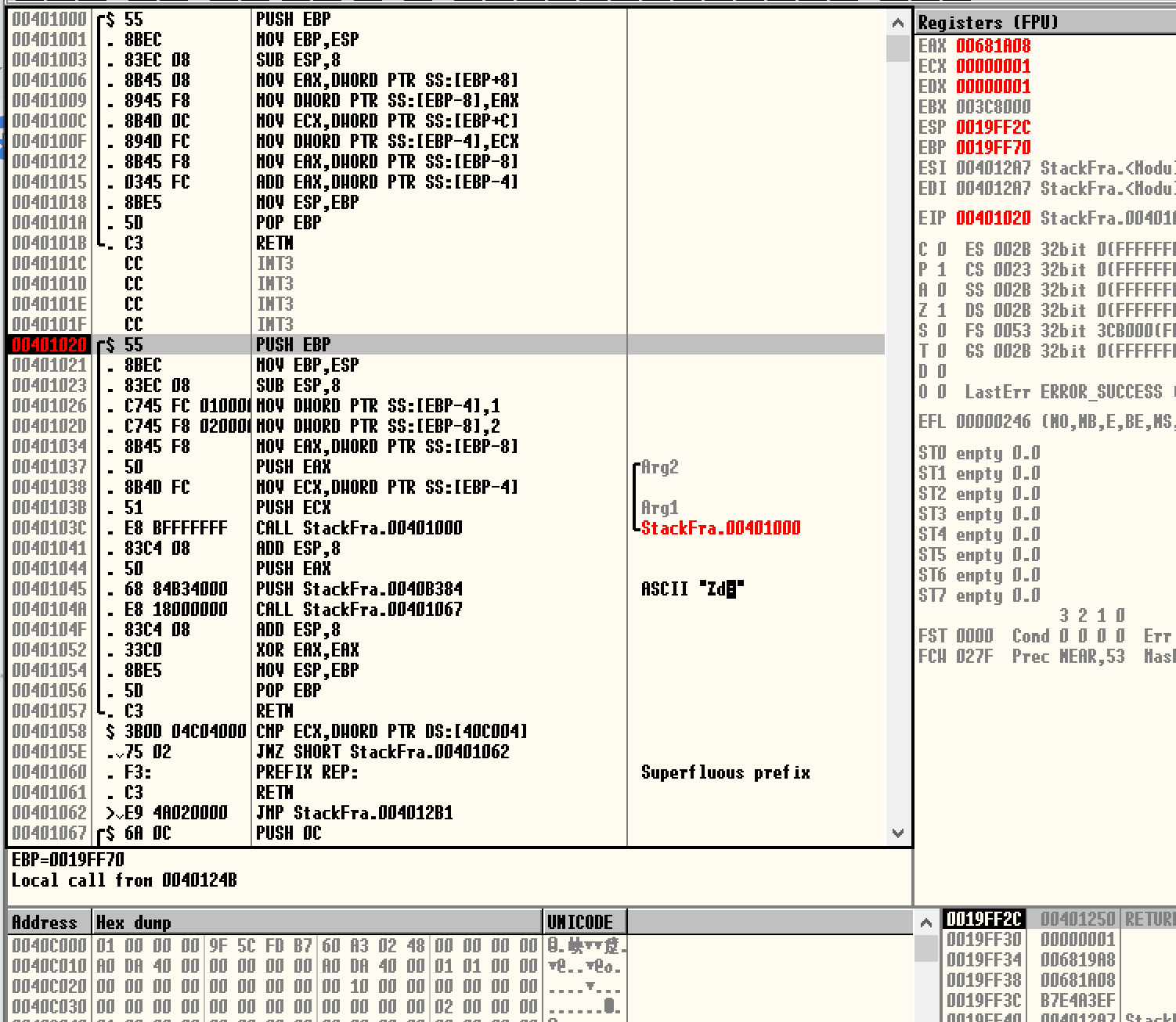 StackFrame_动态调试stackframe.exe程序-CSDN博客