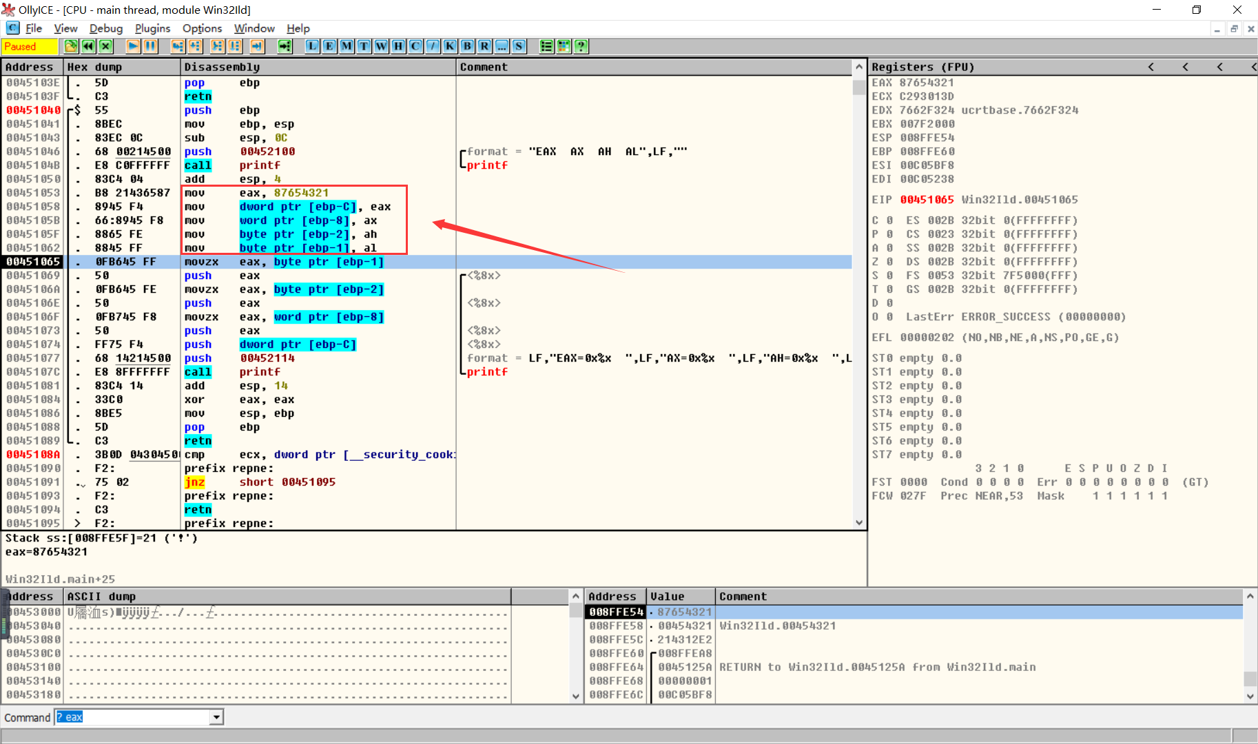 Win32反汇编（二）几种常见的指令反汇编详解：EAX、MOVSX与MOVZX、LEA、SUB、CMP与转移指令_反汇编中sub-CSDN博客
