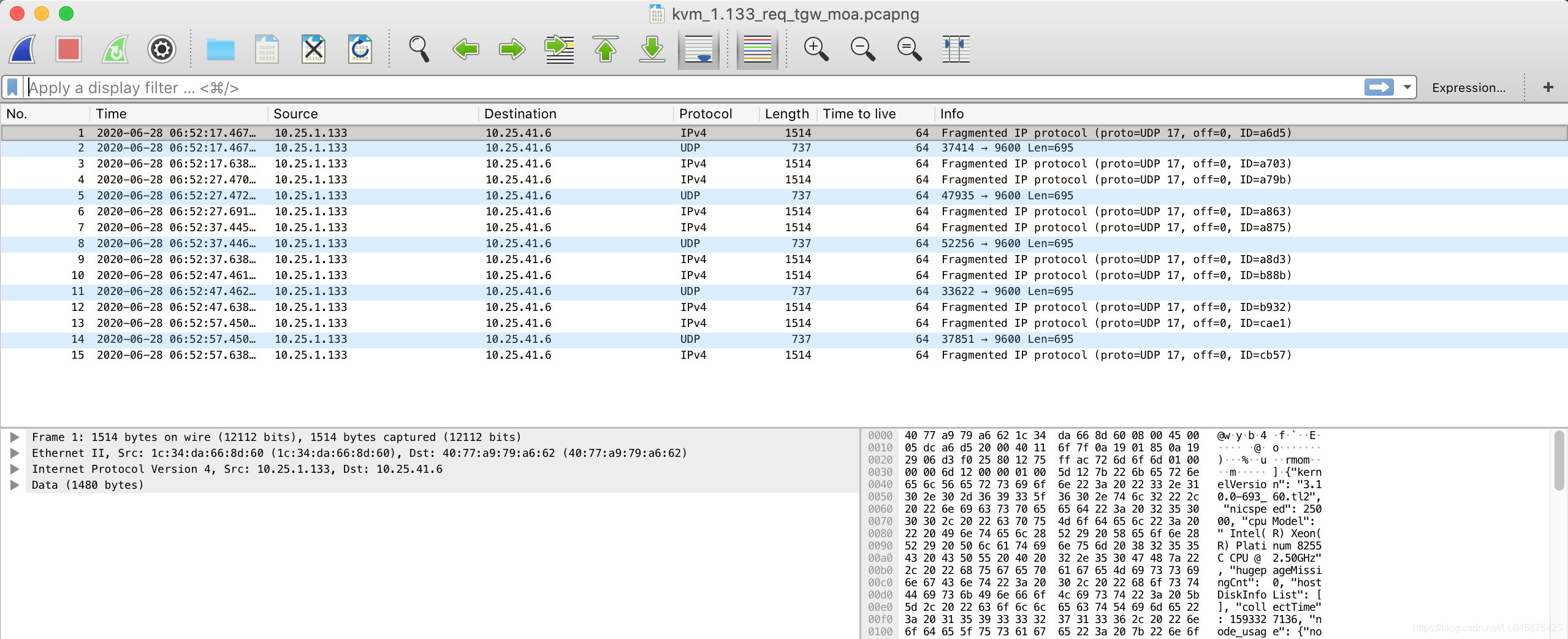 报文分析笔记 常见wireshark报文标记fragmented Ip Protocol Csdn博客