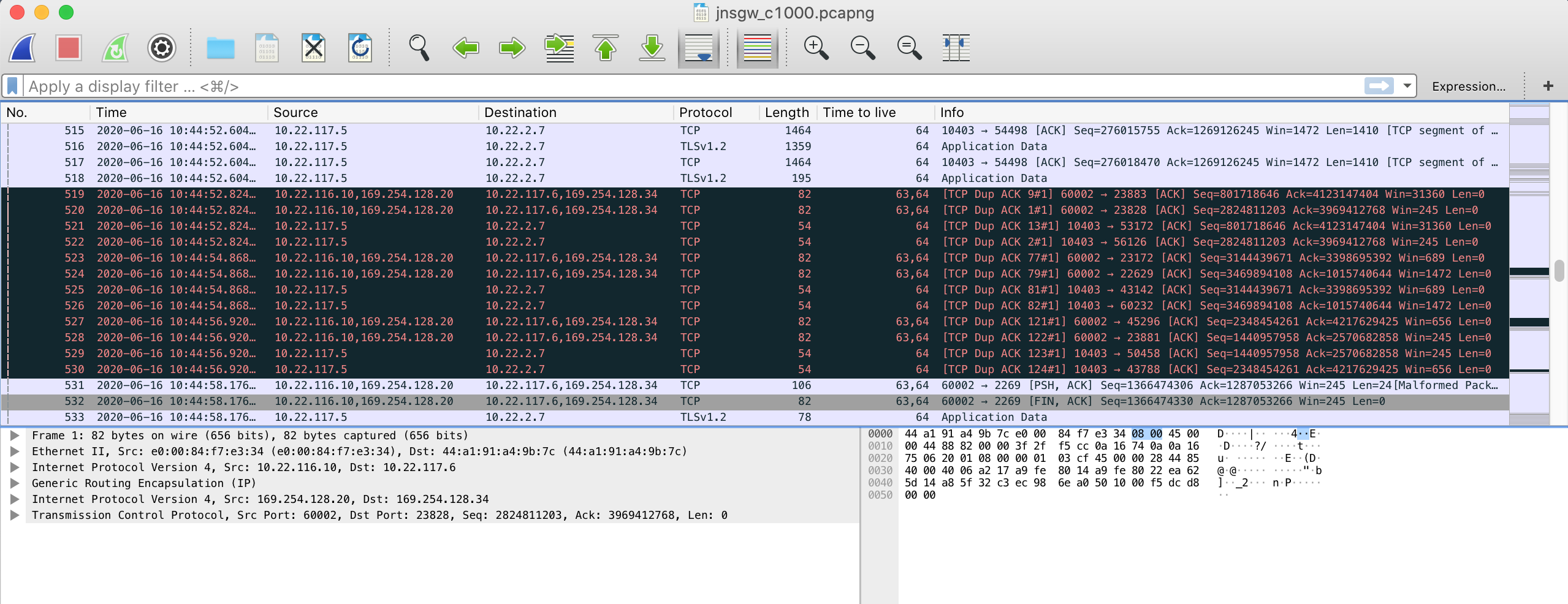 报文分析笔记---常见wireshark报文标记_fragmented ip protocol-CSDN博客