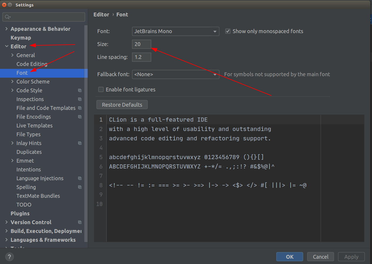 CLion2020调整字体大小_clion调整字体大小-CSDN博客