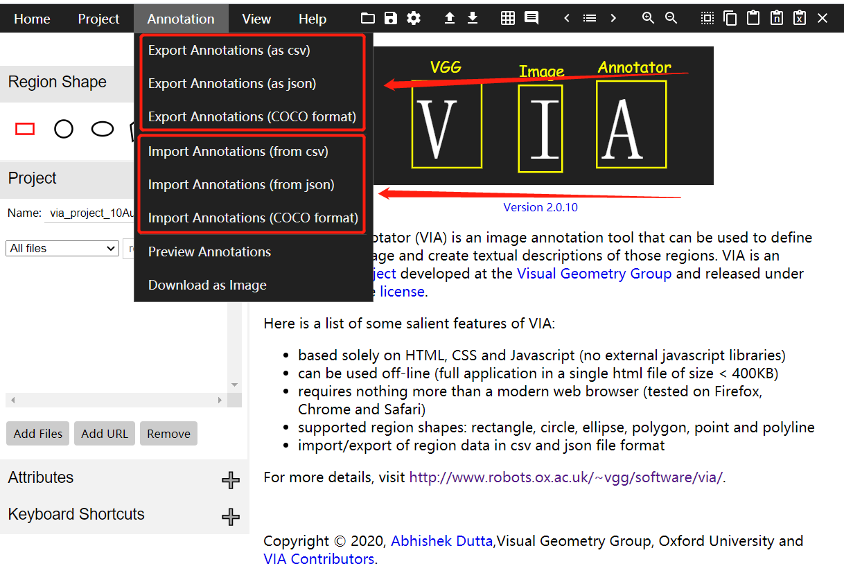 VGG Image Annotator (VIA) 使用笔记_vgg图像注释器-CSDN博客