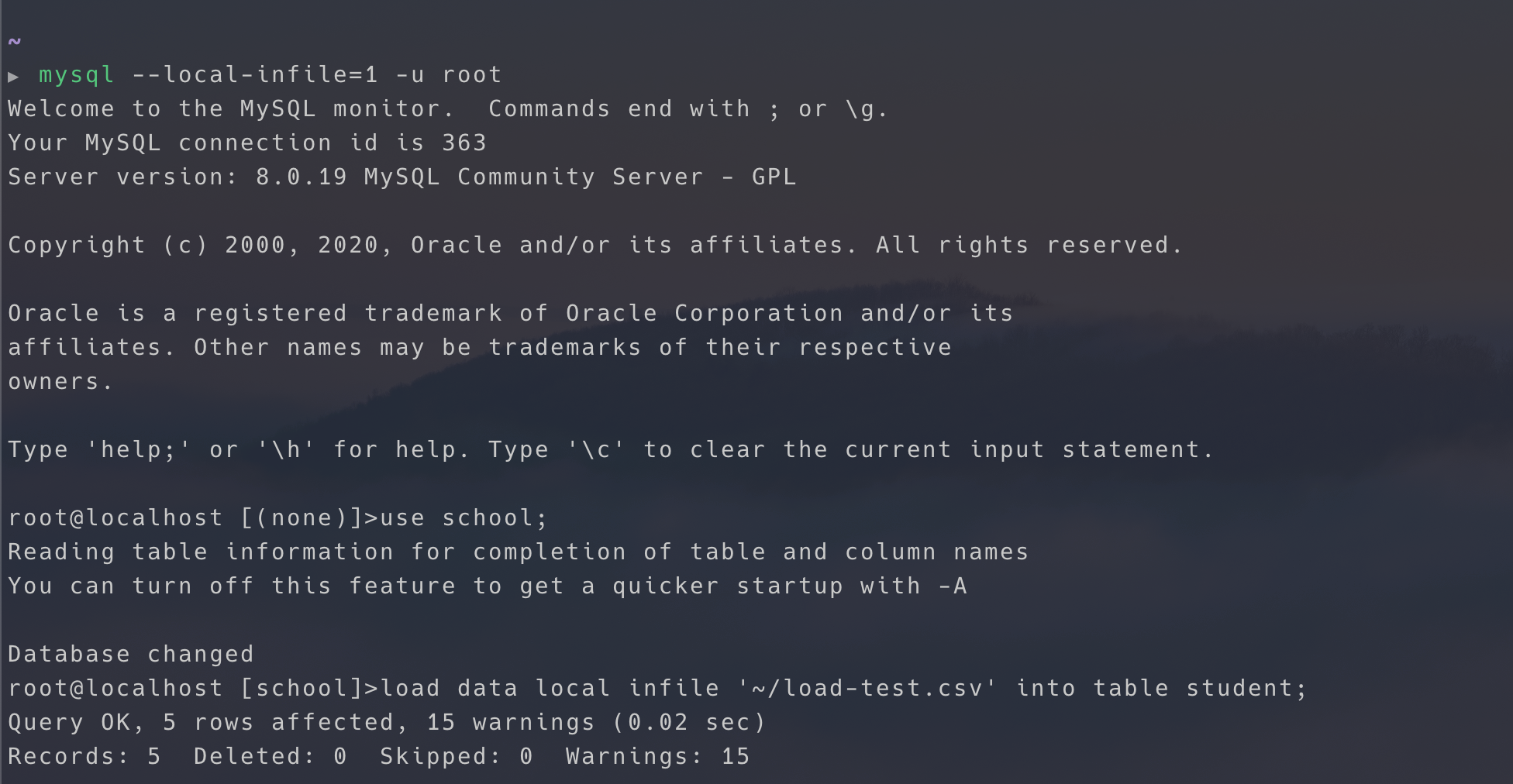 问题解决：mycli或mysql导入csv文件报错 Loading local data is disabled_mycli --csv-CSDN博客