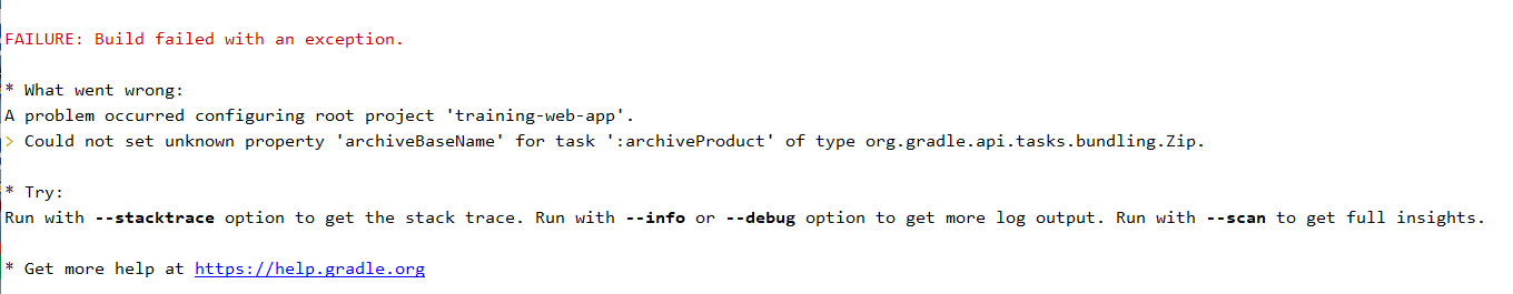 gradle 启动失败！MissingPropertyException:Could not set unknown property ‘archiveBaseName‘ for task ...