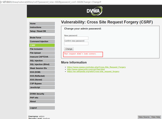 Dvwa csrf之low、medium、high级别漏洞实战_csrff初级中级高级漏洞-CSDN博客