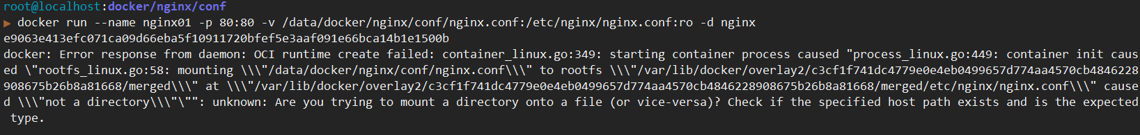 [解决方案]docker挂载文件失败docker: Error response from daemon: OCI runtime create failed_docker: error ...