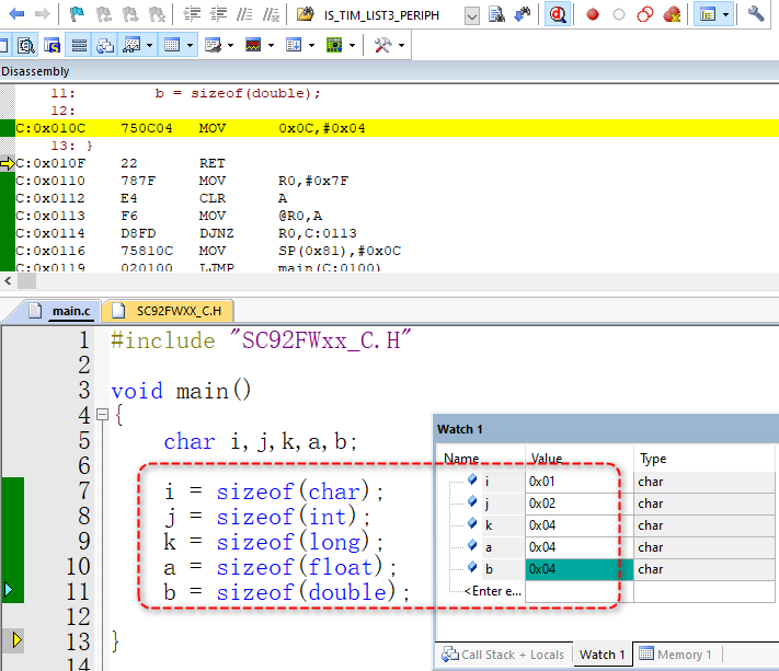 C51中对char、int、long、float、double数据类型所占字节测试_在c51中数据类型占用的字节数-CSDN博客