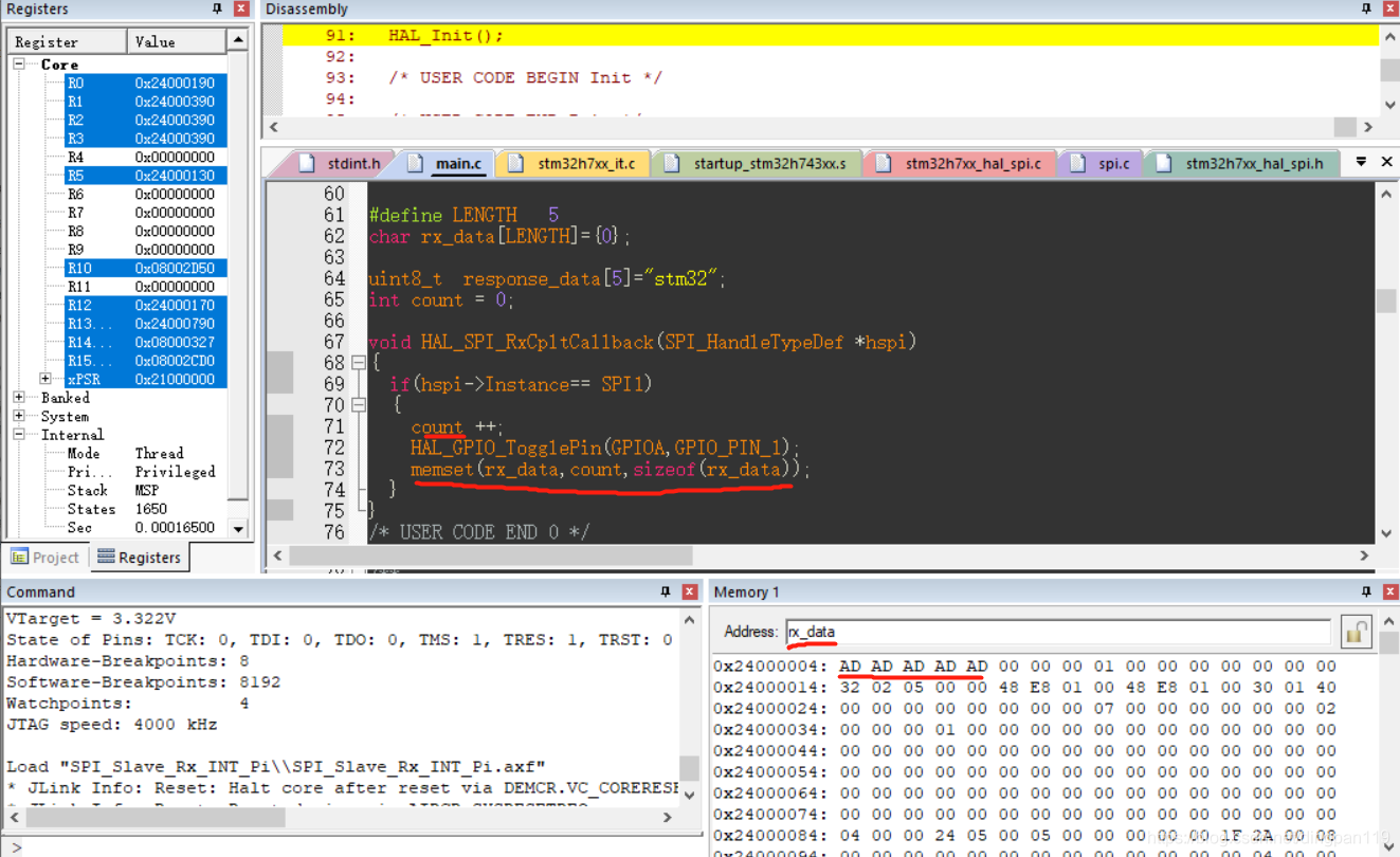 Stm32h743vitx Cubemx Spi主、从机实验hardware Nss Output Signal Csdn博客 