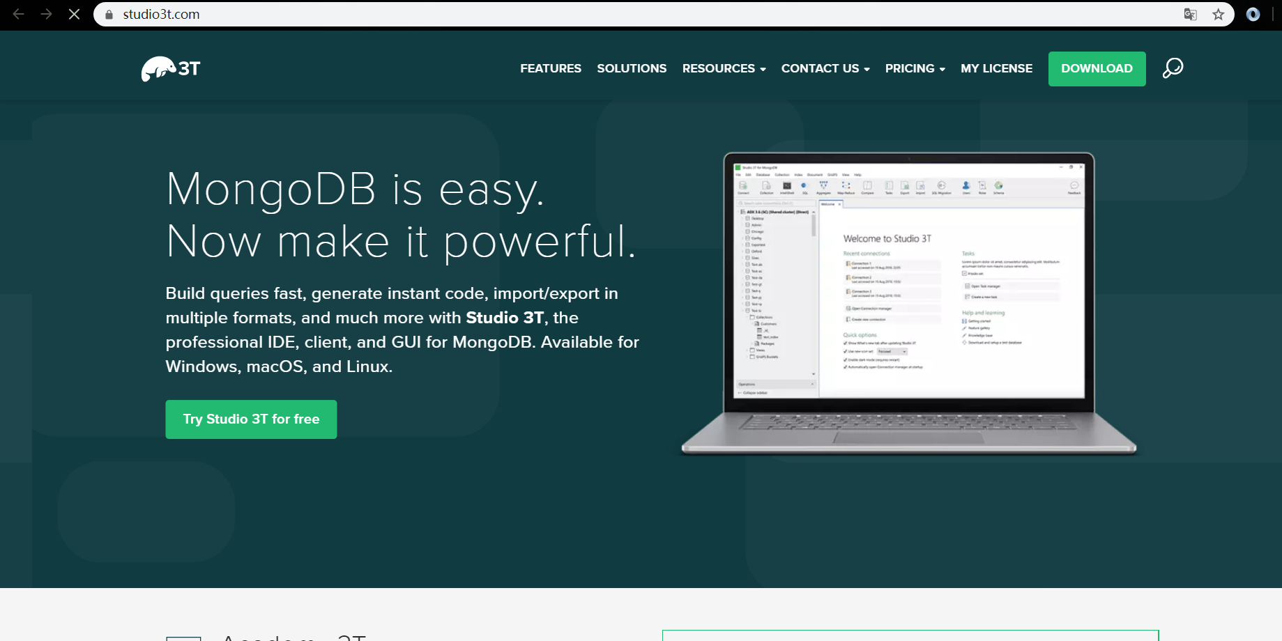 MongoDB客户端工具studio3t的下载安装和配置_studio 3t for mongodb中文-CSDN博客