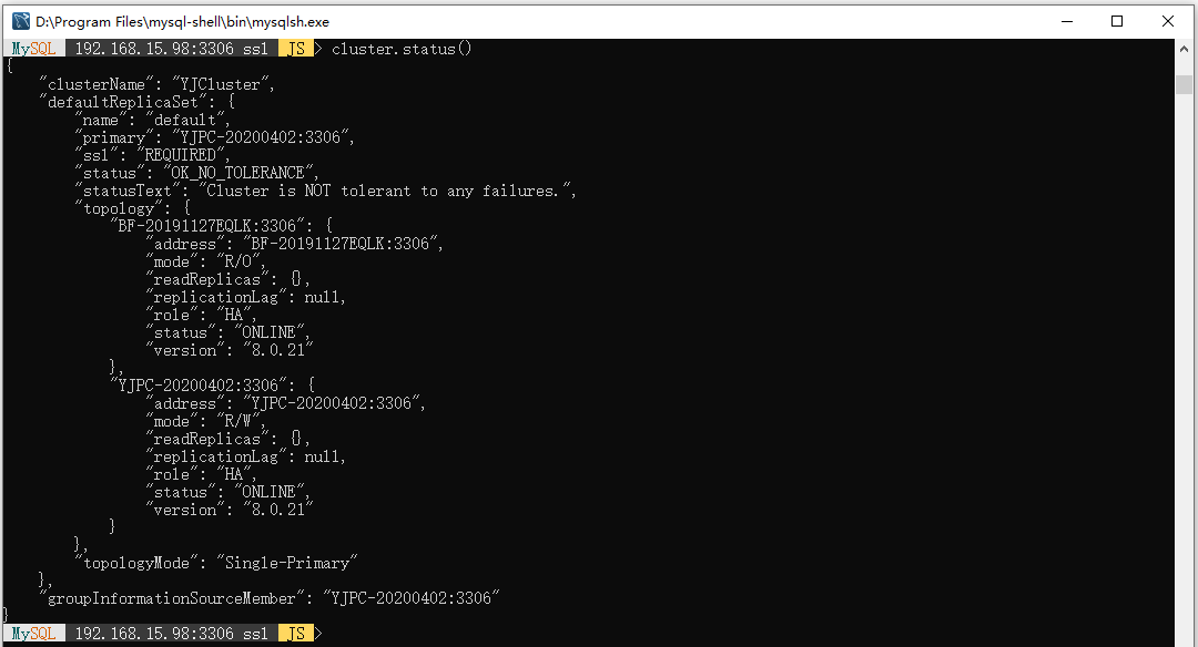 InnoDB Cluster搭建_dba.getcluster: this function is not available thr-CSDN博客