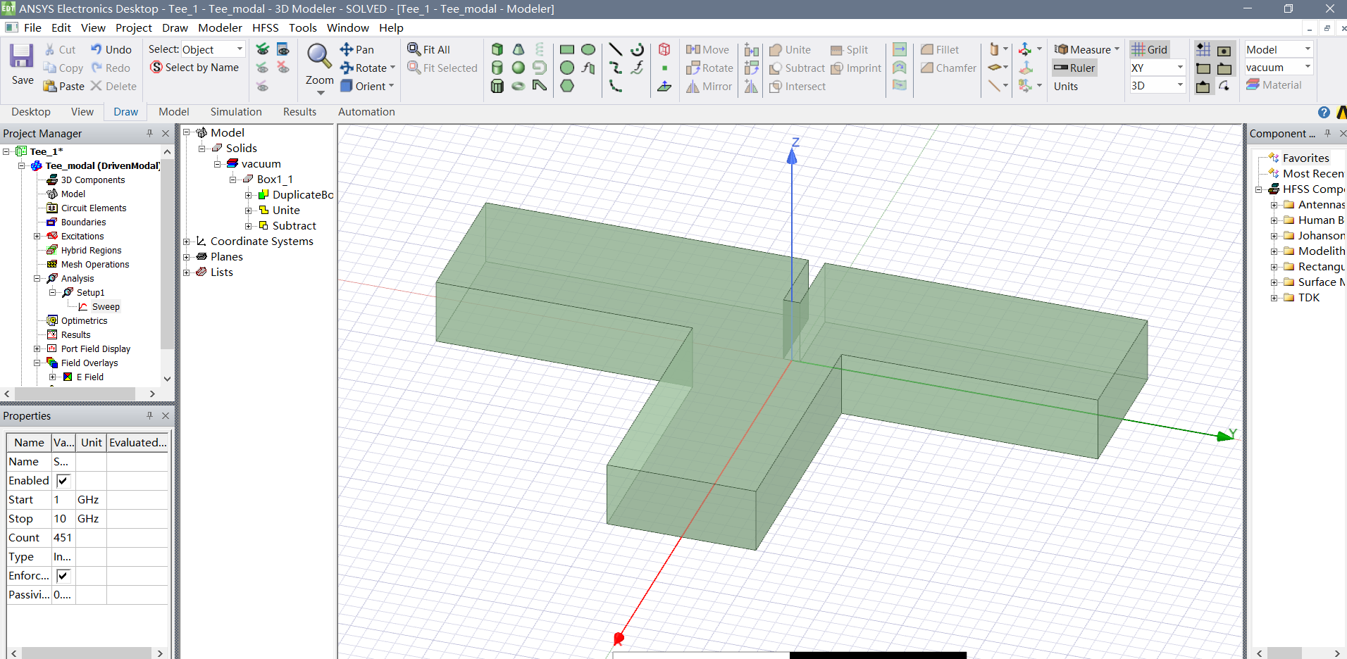 HFSS学习笔记—1.T型波导分析2_hfss怎么看功率输出-CSDN博客