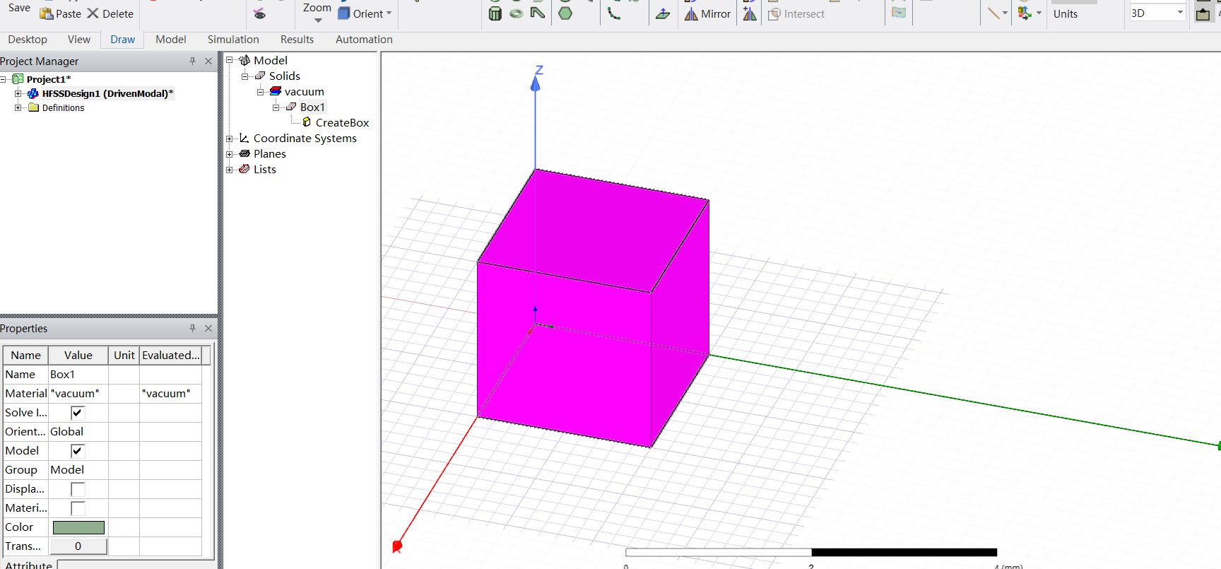HFSS学习笔记—3.建模操作1_display wireframe-CSDN博客